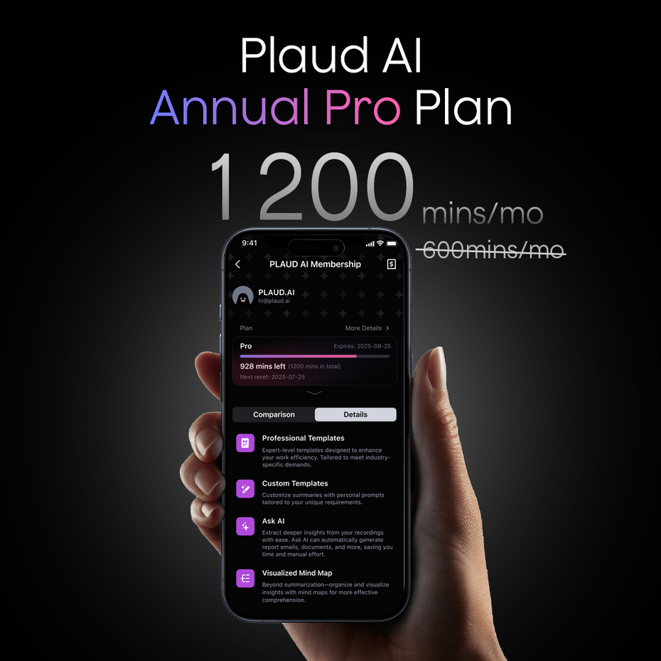 Plaud AI Annual Unlimited Plan | 2 Pack