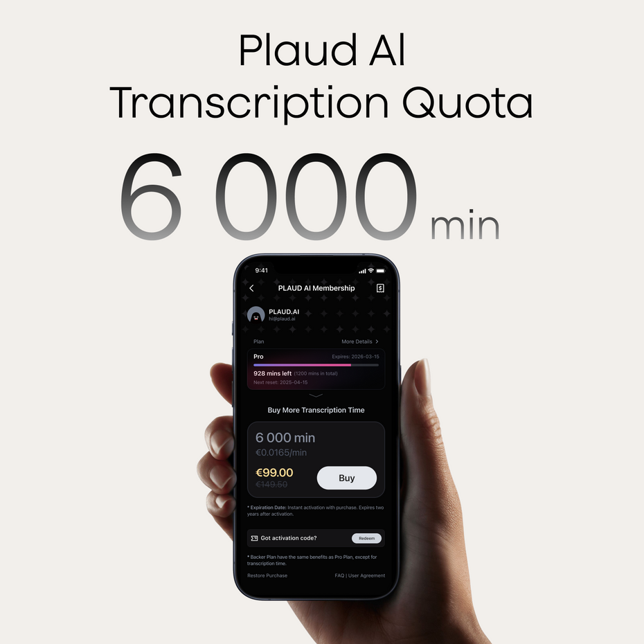 Plaud AI Annual Unlimited Plan | 2 Pack